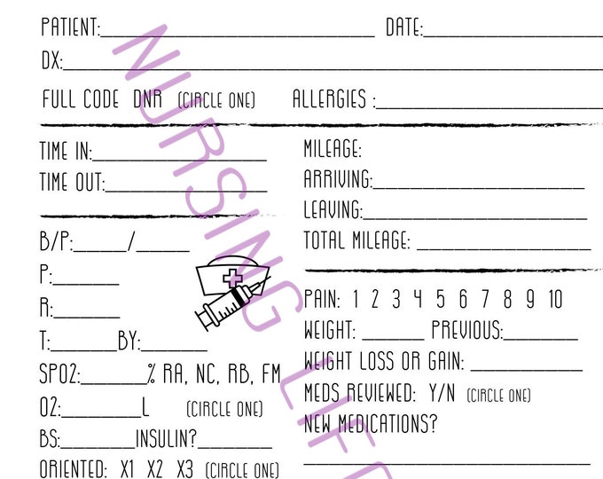 Home Health Patient Sheet - Etsy