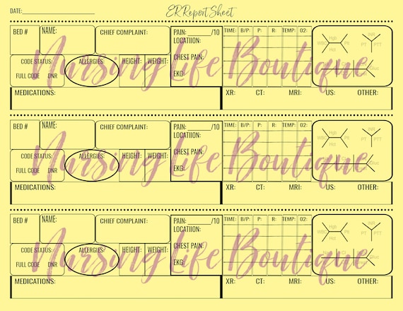 ER Report Sheet | Etsy