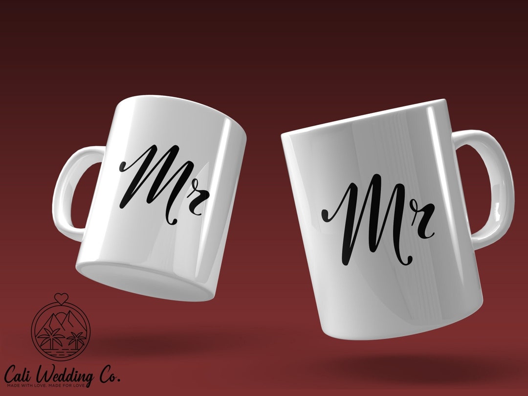 Mr and Mr Mug Set, Anniversary Mug Set, Custom Wedding Gift, Wedding ...