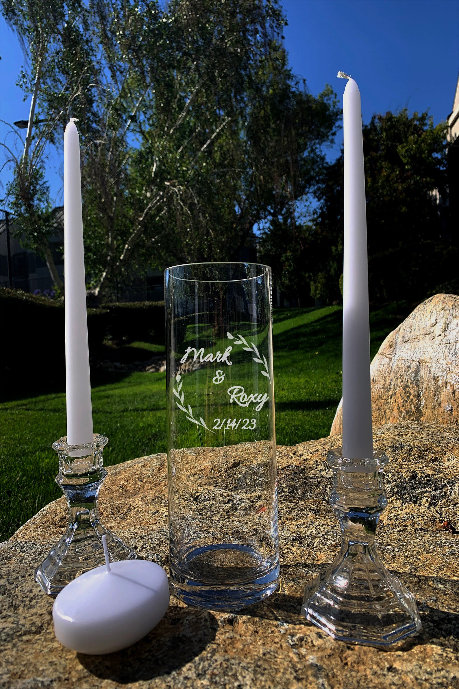 Personalized Ivory Floating Candle Set, White Wedding Unity Candle Set ...