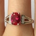 Antique Ruby & Diamond CZ Ring // Solid Sterling Silver. Lab Created ...