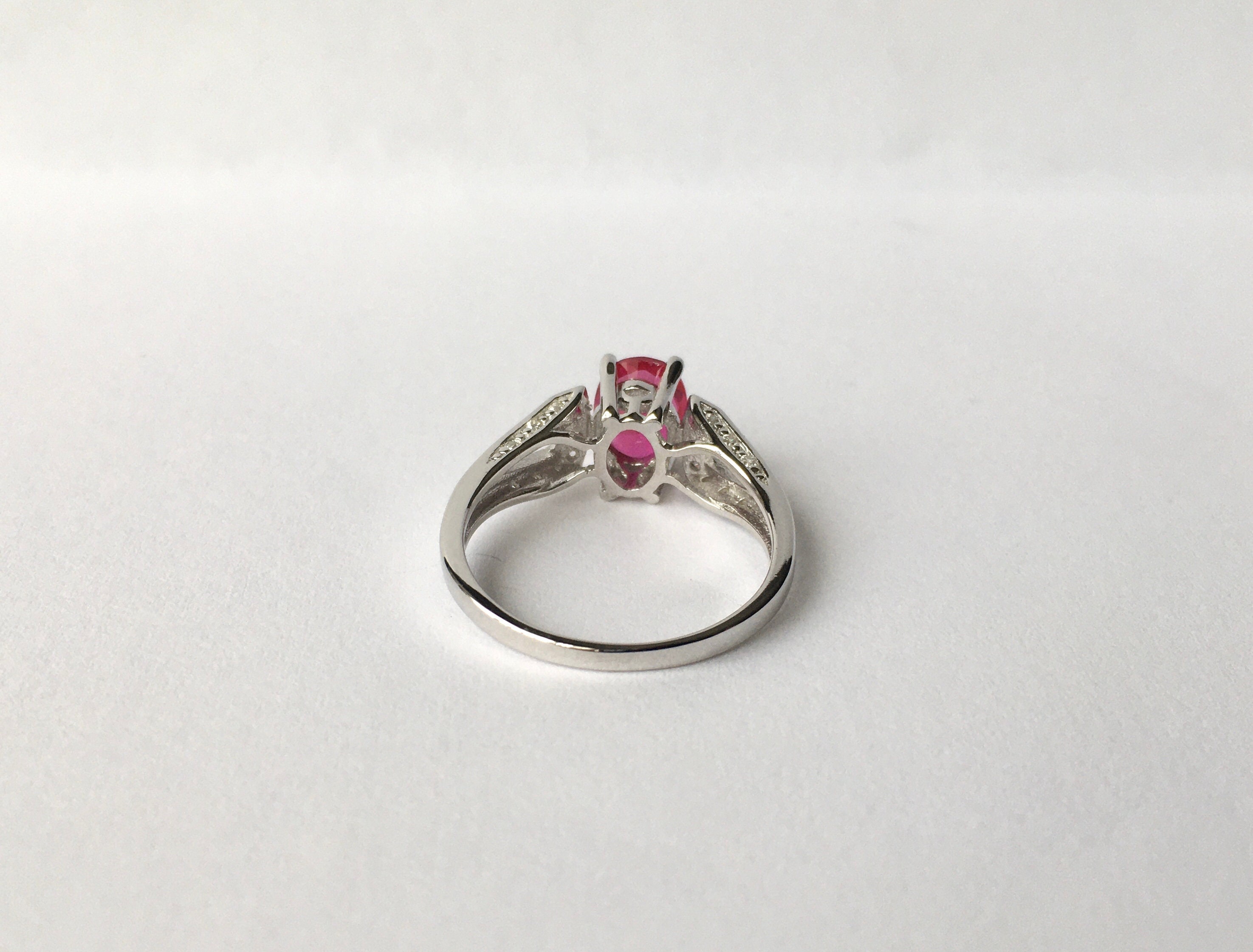 Ruby Engagement Ring // Solid Sterling Silver. Lab Created - Etsy