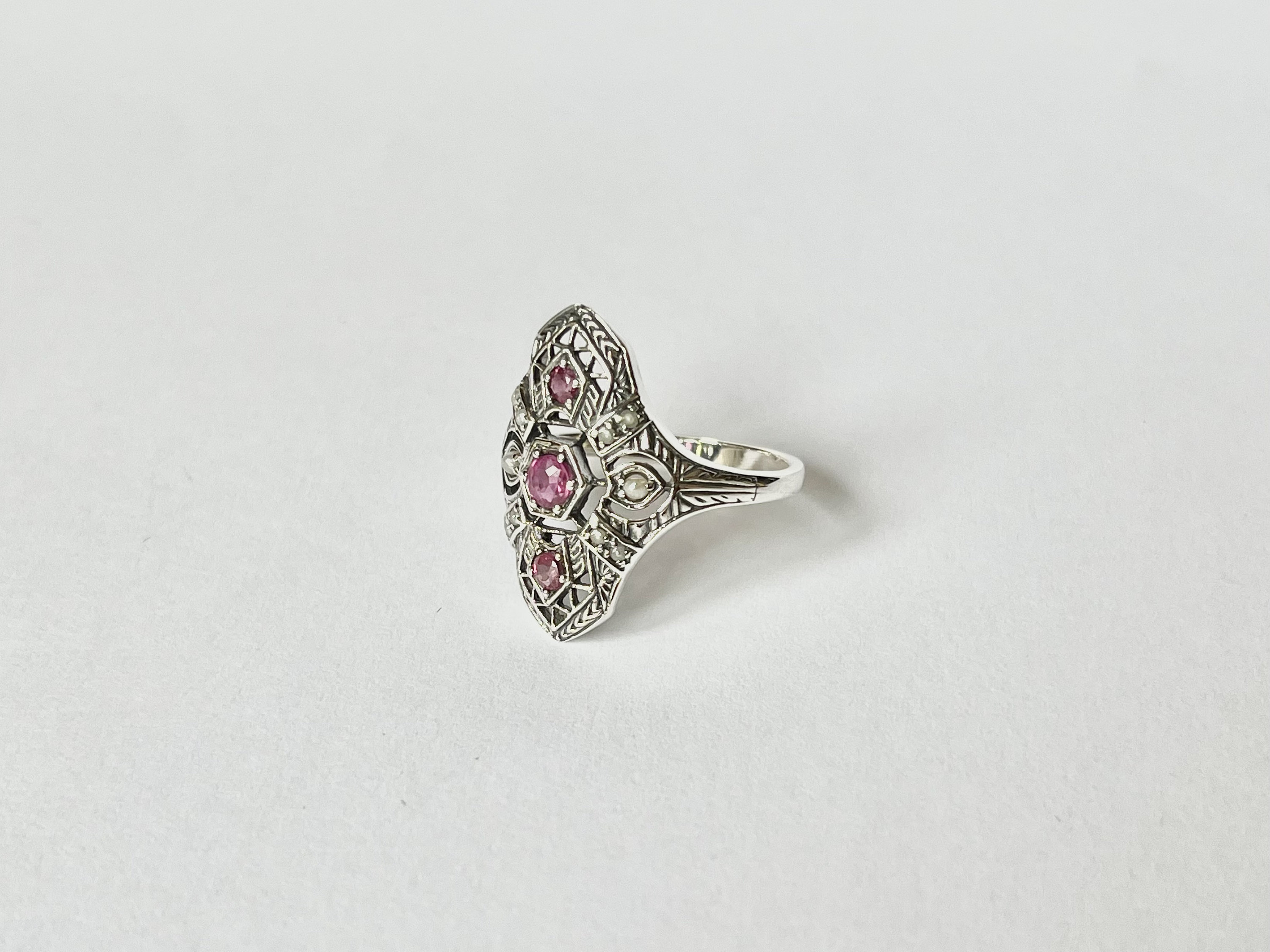 Antique Ruby Filigree Ring // Genuine Ruby. Solid Sterling - Etsy