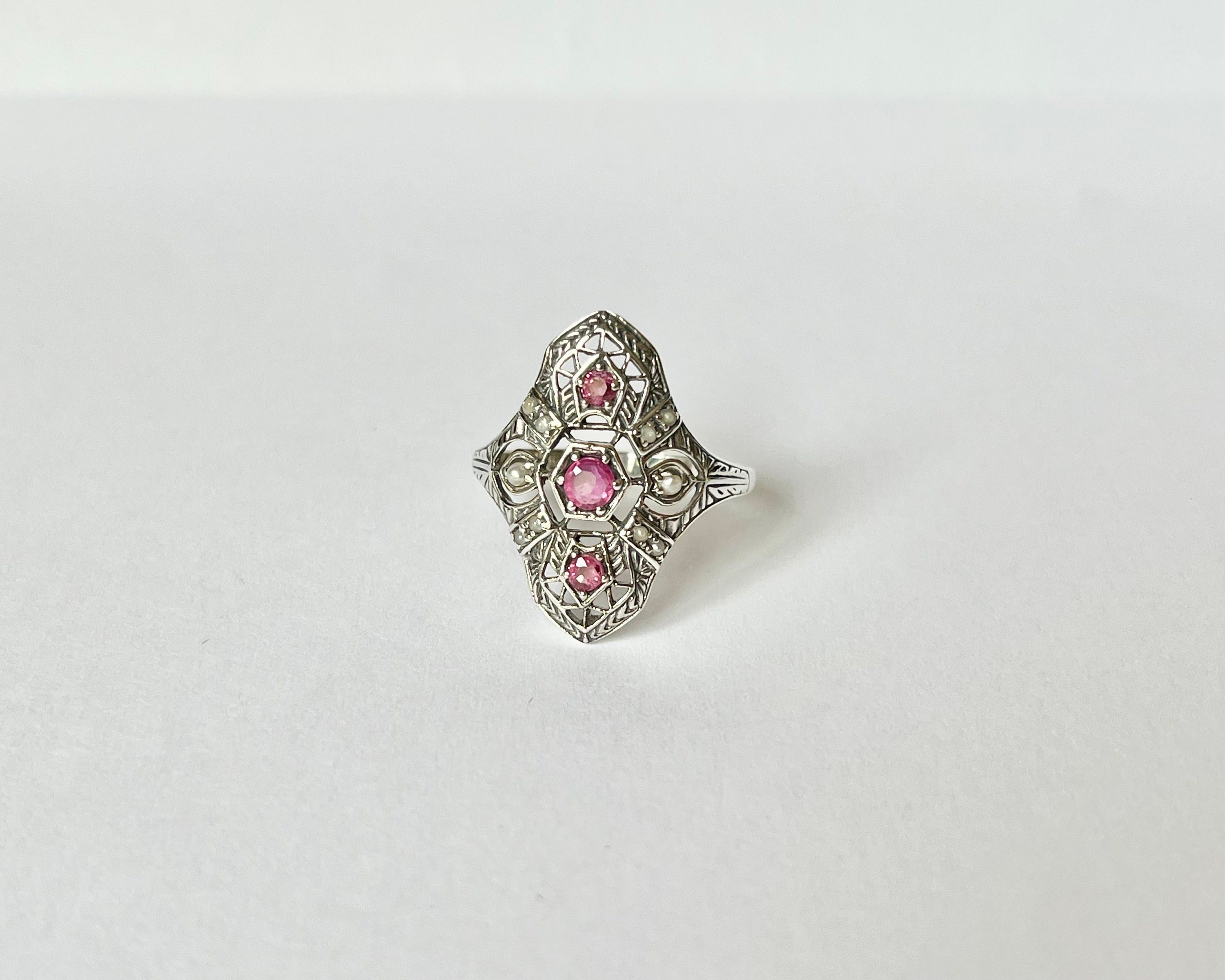 Antique Ruby Filigree Ring // Genuine Ruby. Solid Sterling - Etsy