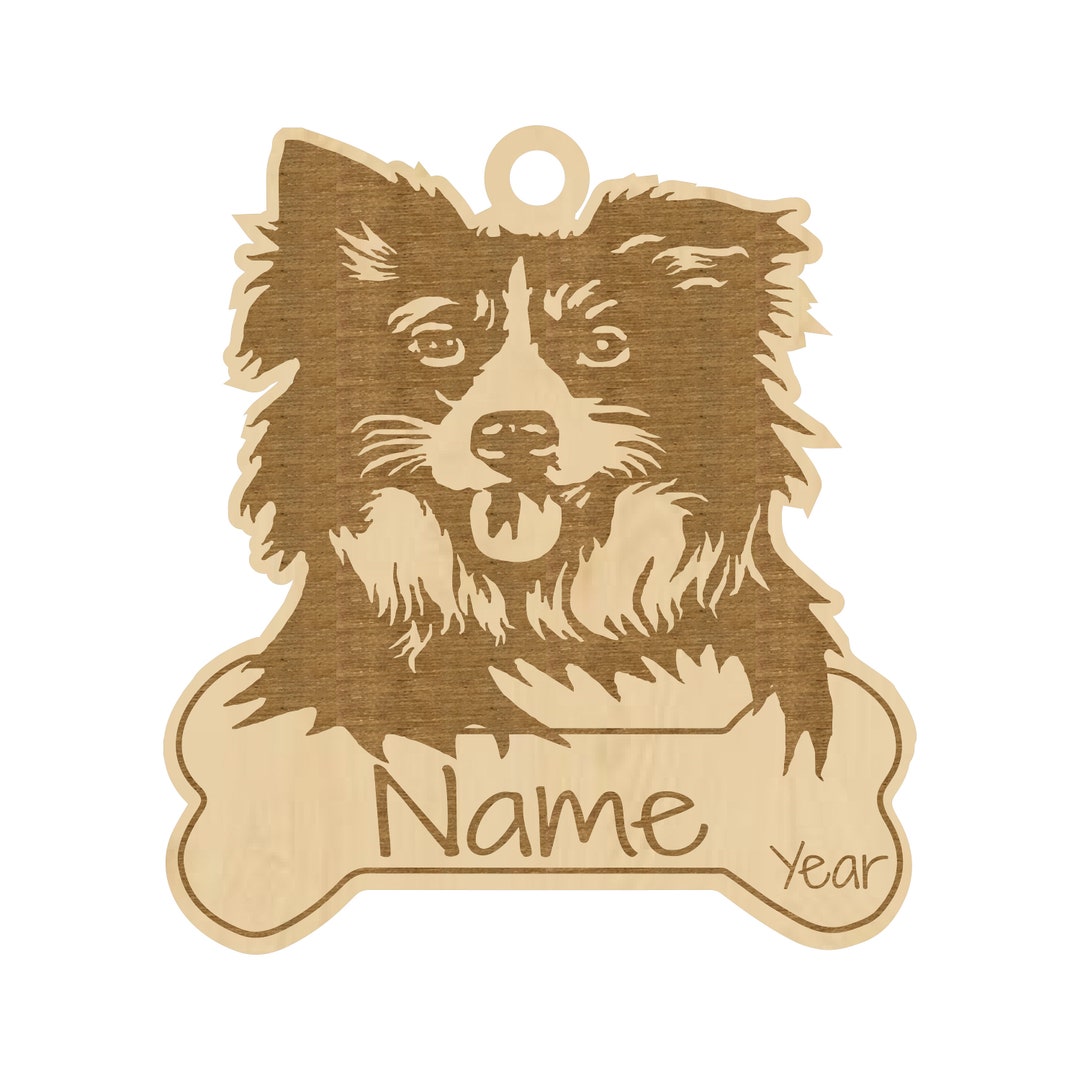Personalized Cherry Wood Ornament, Border Collie, Personalization ...