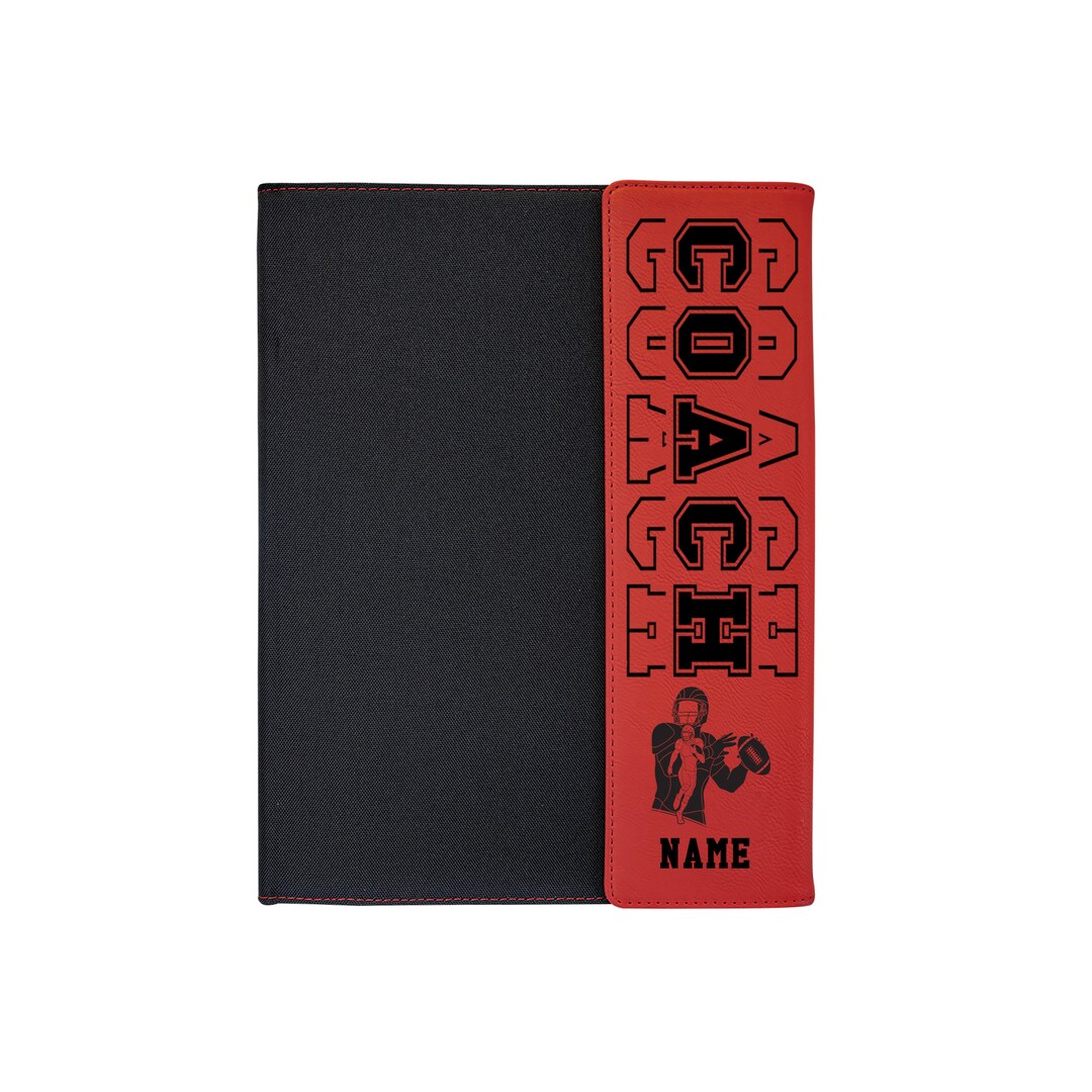 Personalized Football Coach Portfolio: Engraved Leatherette Flap ...