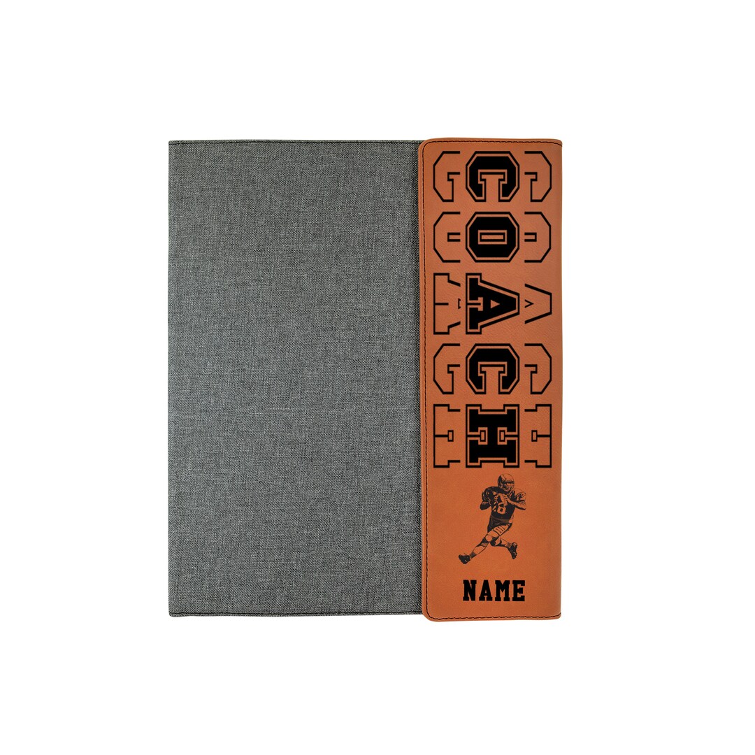 Personalized Football Coach Portfolio: Engraved Leatherette Canvas ...