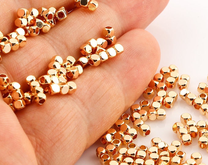 50 Pcs 24k Gold Plated Crimp Beads Crimp 13x4mm Ball Chain - Etsy