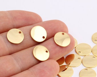 10 Pcs Gold Disc6mm 24k Shiny Gold Disc Stamped Disc Coins - Etsy
