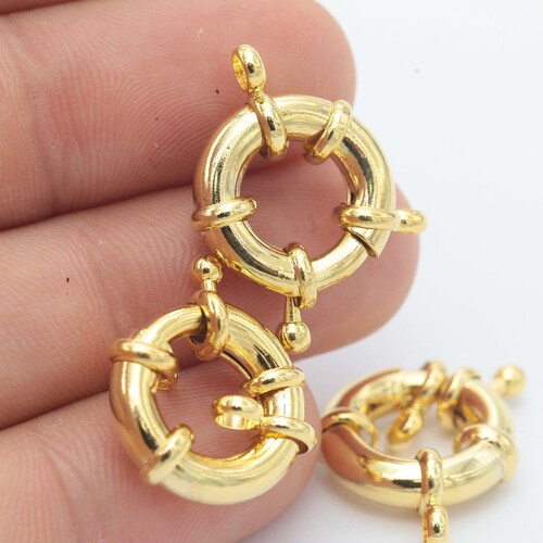 15mm 24k Shiny Gold Spring Clasp Round Gold Clasp Spring | Etsy
