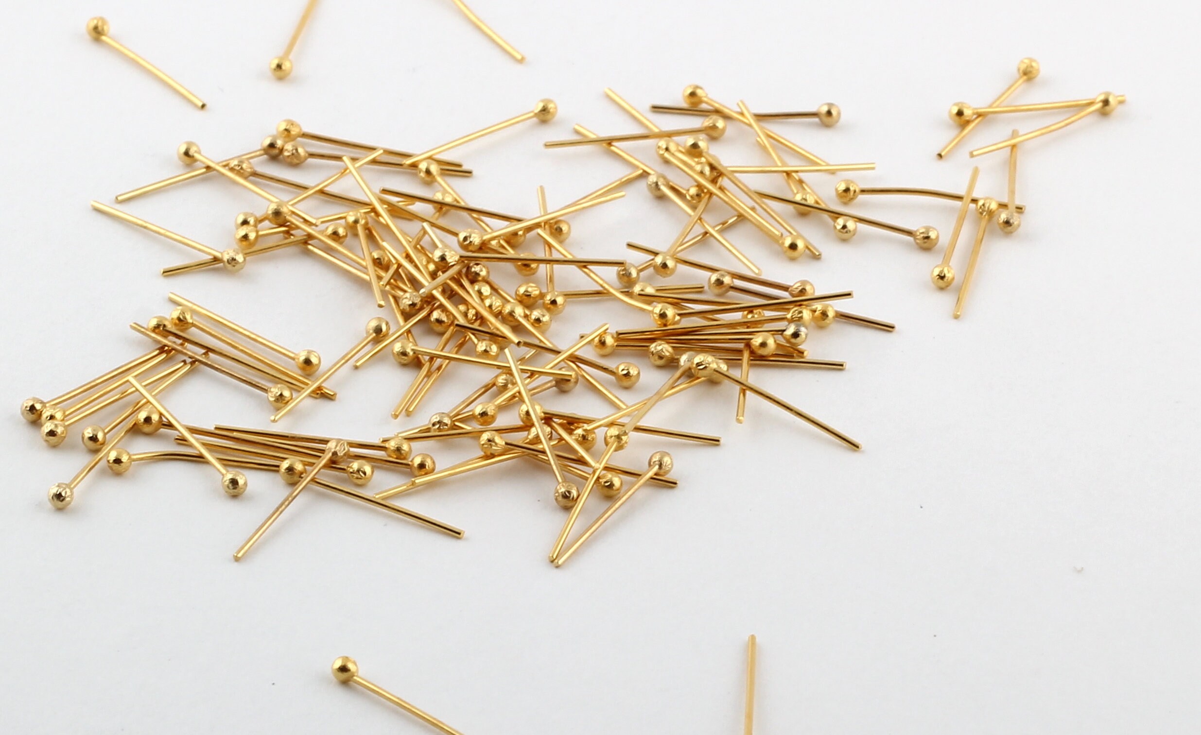 50 Pcs 15mm 24k Shiny Ball Head Pin Gold Plated Ball Head - Etsy
