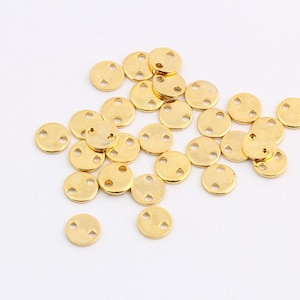 10 Pcs Gold Disc,6mm 24k Shiny Gold Disc, Stamped Disc, Coins, Two ...
