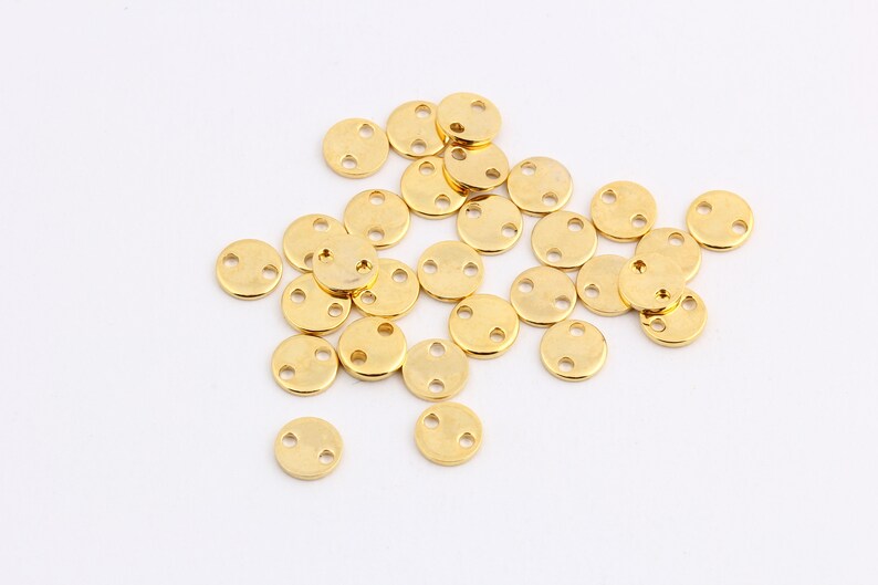 10 Pcs Gold Disc,6mm 24k Shiny Gold Disc, Stamped Disc, Coins, Two ...
