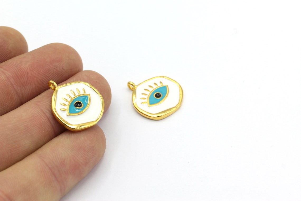 24k Shiny Gold Plated Evil Eye , Evil Eye Pendant With Turquoise Color ...