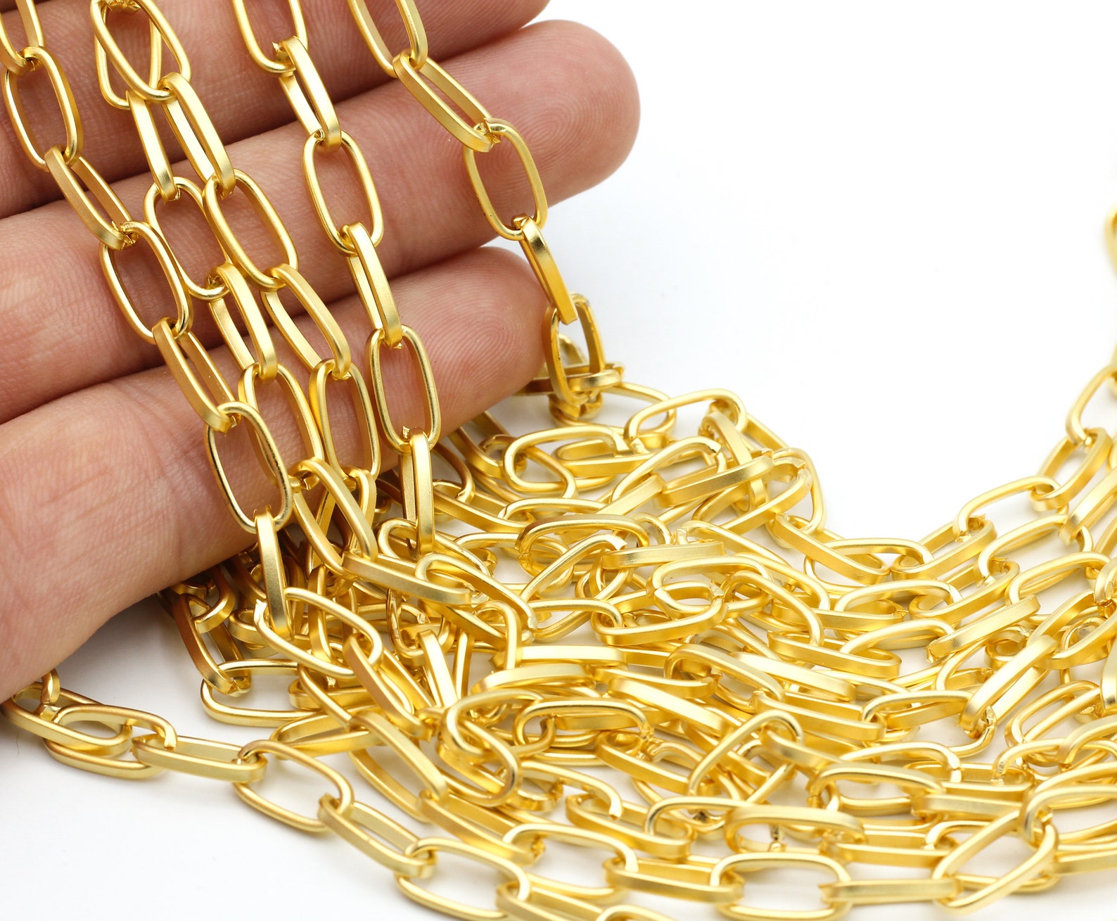 6x12.5 Mm 24k Matt Gold Plated Oval Chains,matt Gold Oval Chains, Oval ...