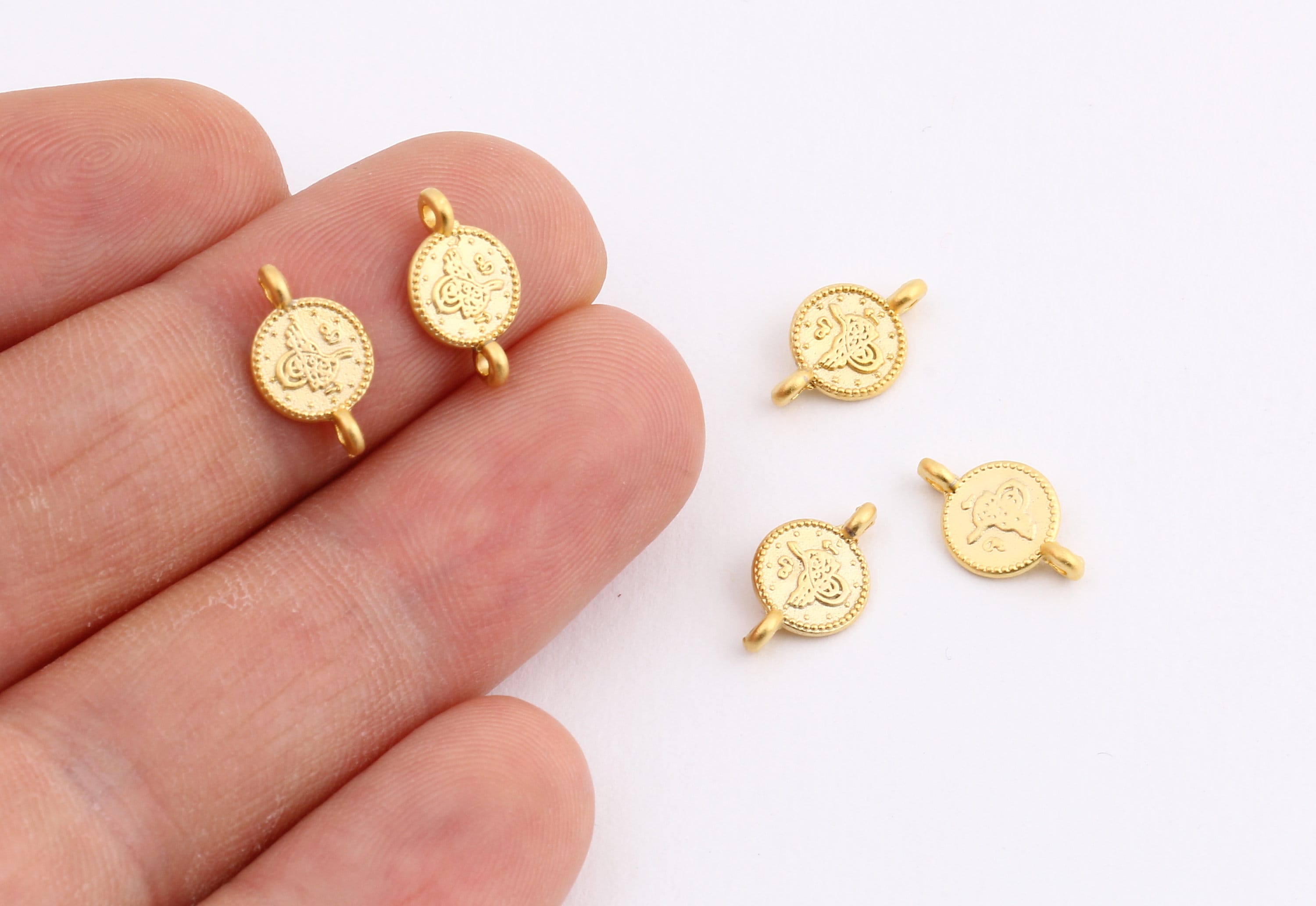 10 Pcs 7.5mm 24k Matt Gold Plated Ottoman Signature Coins Two | Etsy