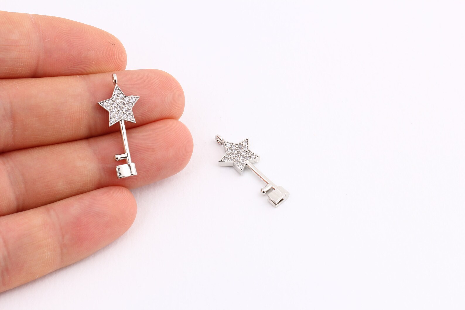 1 Pcs Silver Plated Star Key Charms star Key Pendant Zircon | Etsy