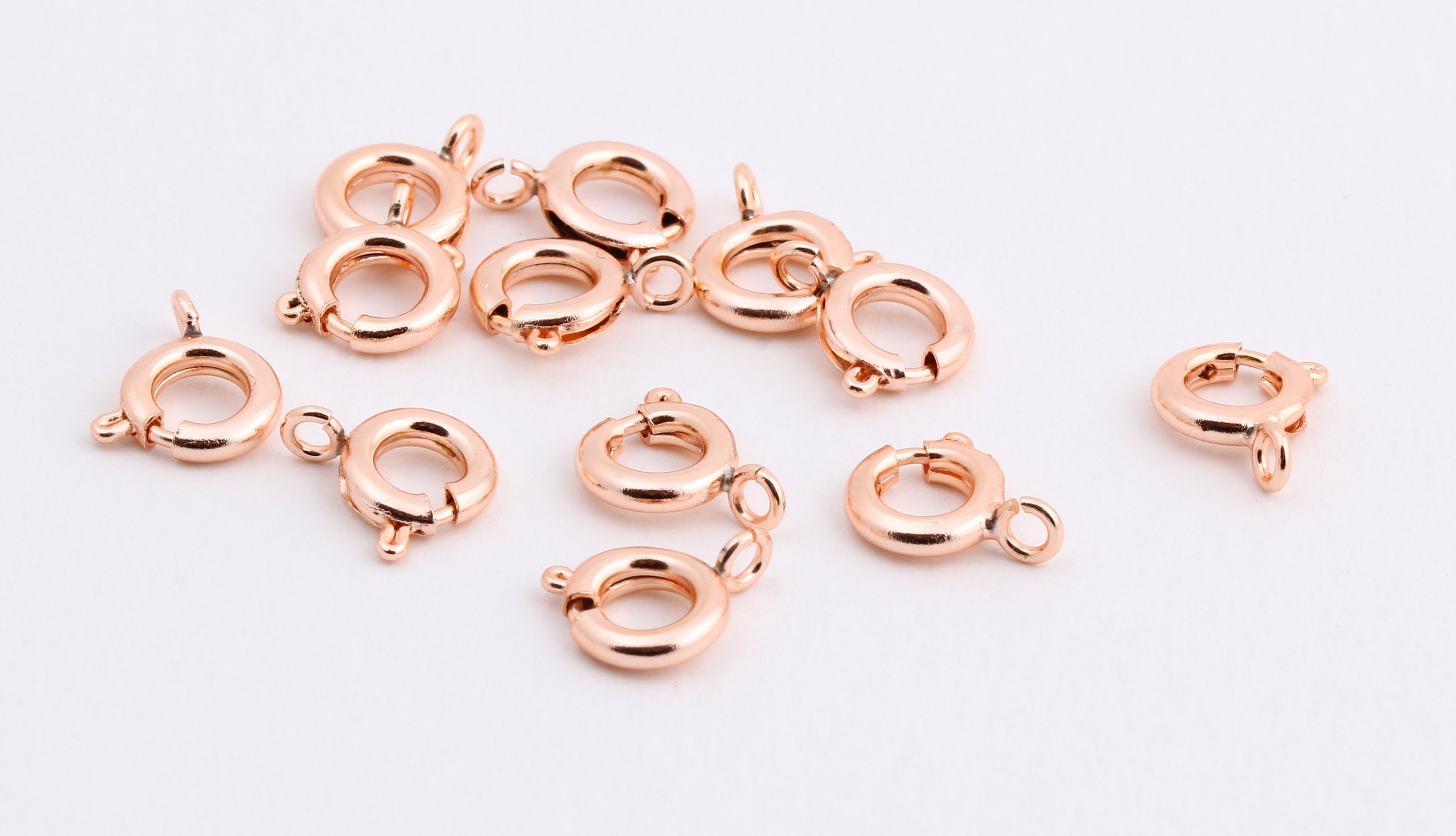 12 Pcs Rose Gold Plated Round Spring Clasp brass Round Clasp - Etsy