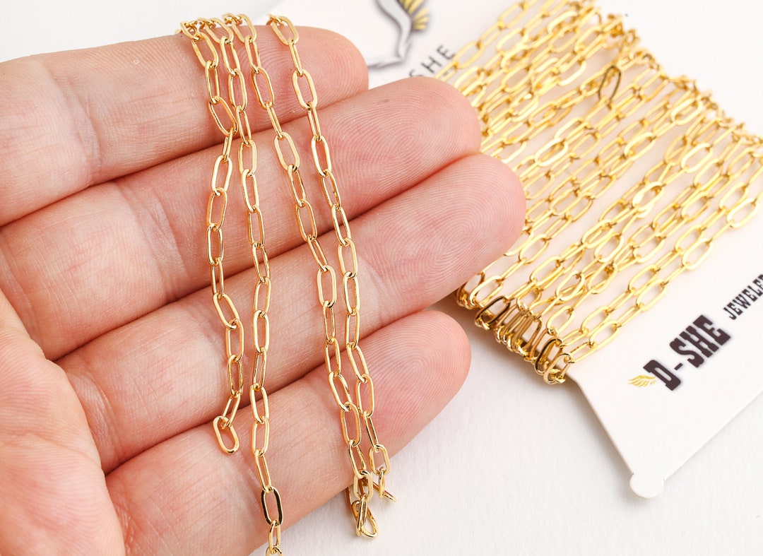24k Shiny Gold Plated Oval Chains , Necklace Chains , Gold Plated ...
