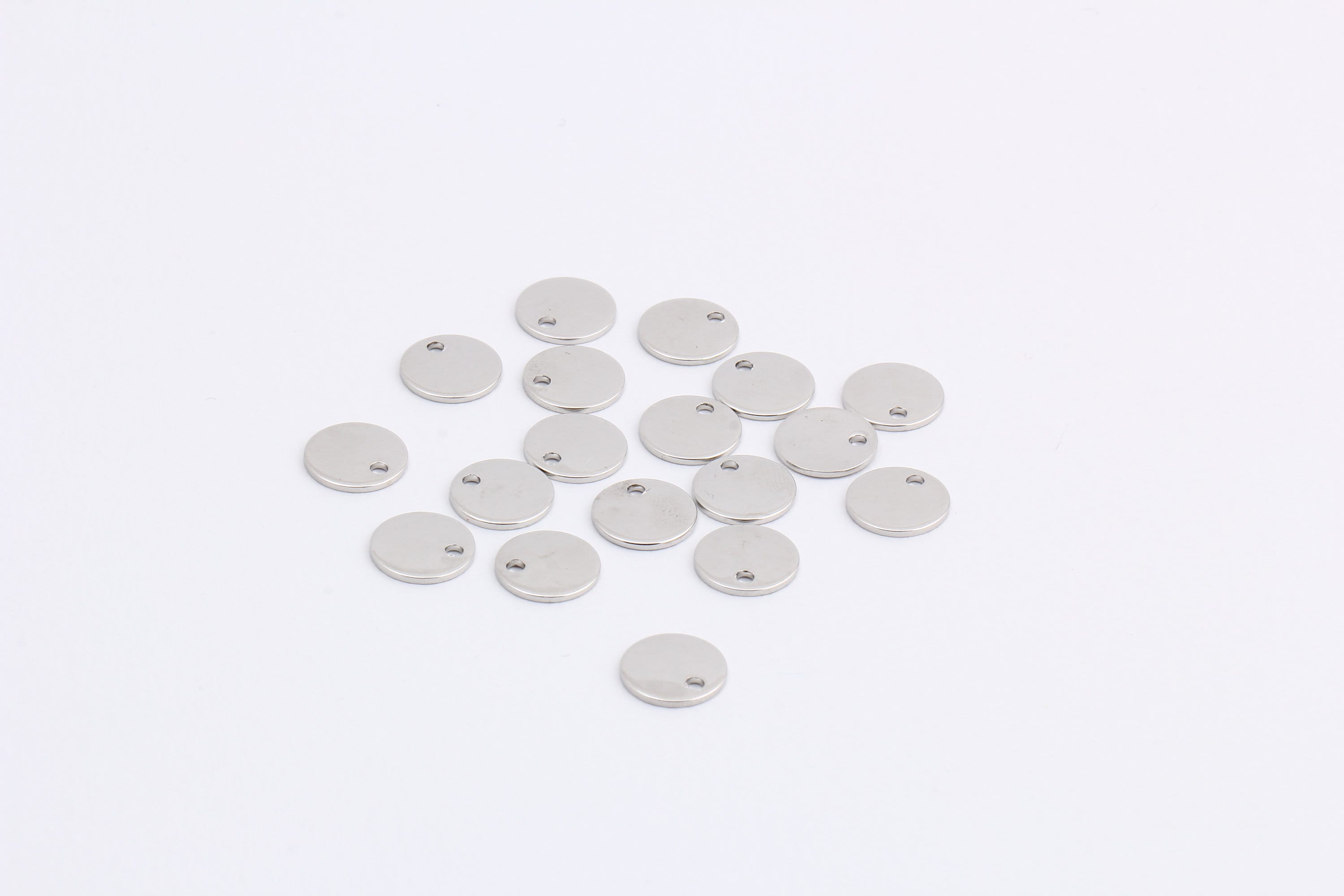 12 Pcs 10mm Silver Plated Hammered Disc, Circle Disc, Stamping ...