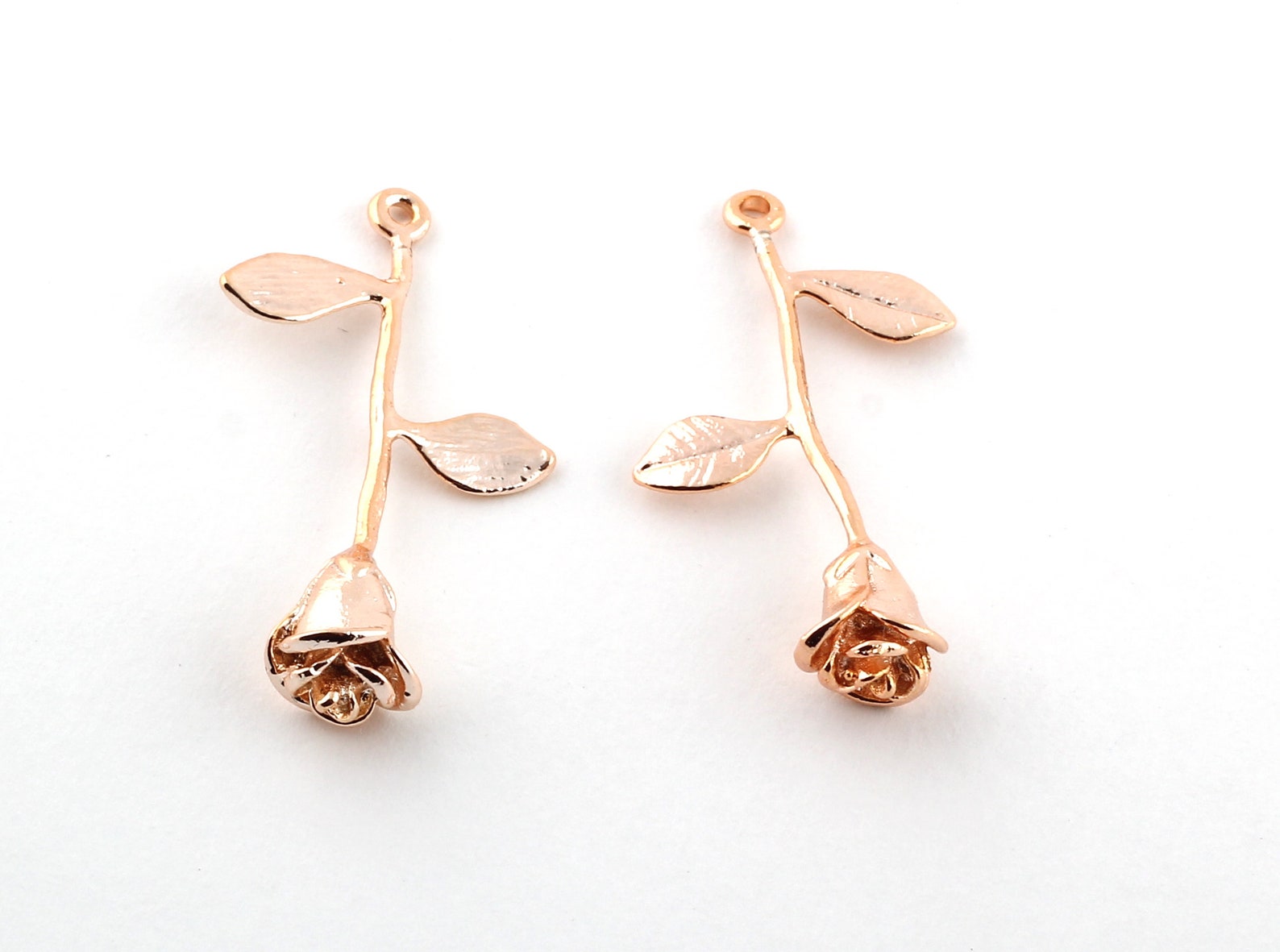 2 Pcs 24k Rose Gold Plated Rose Pendant Rose Findings Rose - Etsy