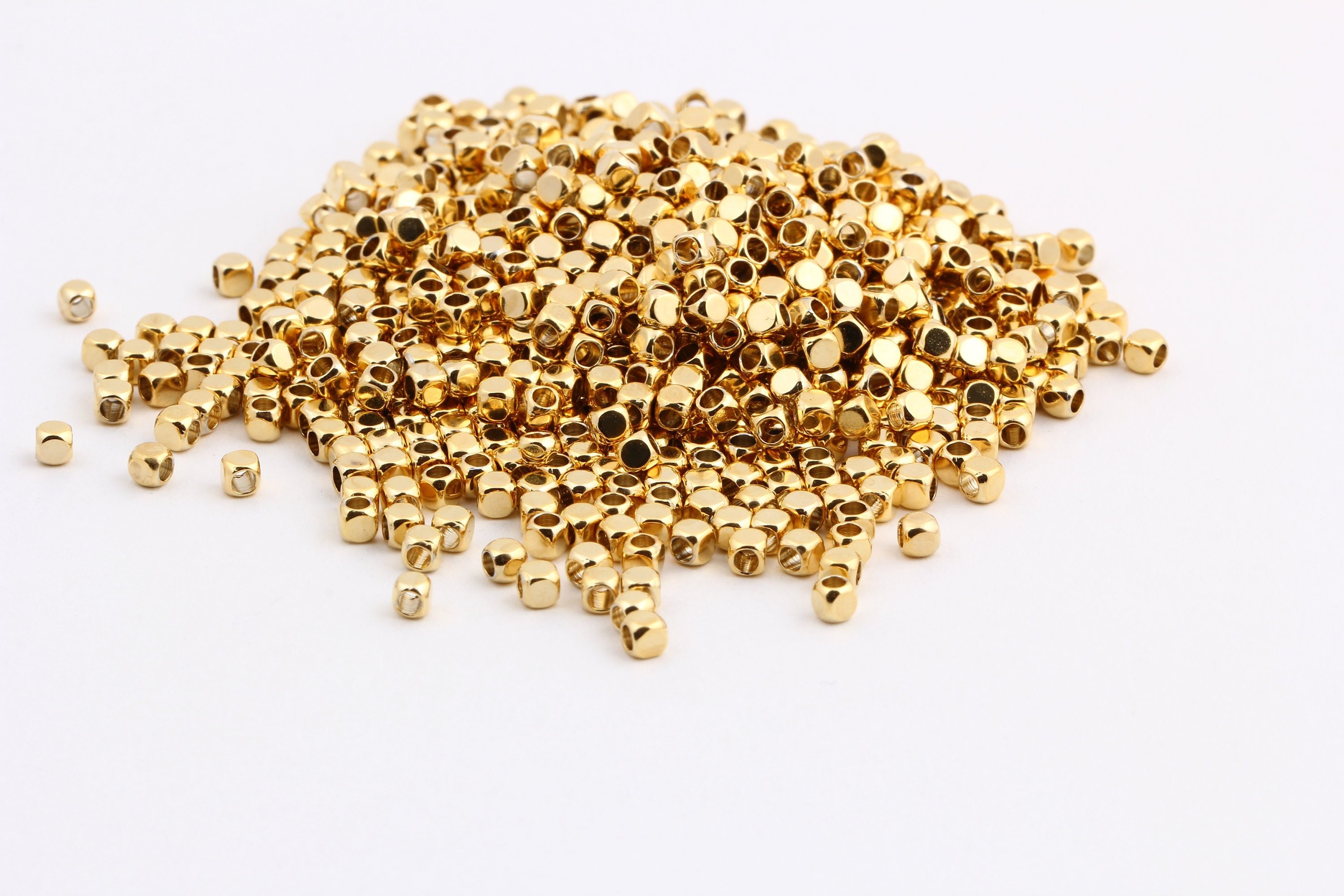 Gold Cube Beads 50 Pcs 25 Mm 24k Gold Plated Spacer - Etsy