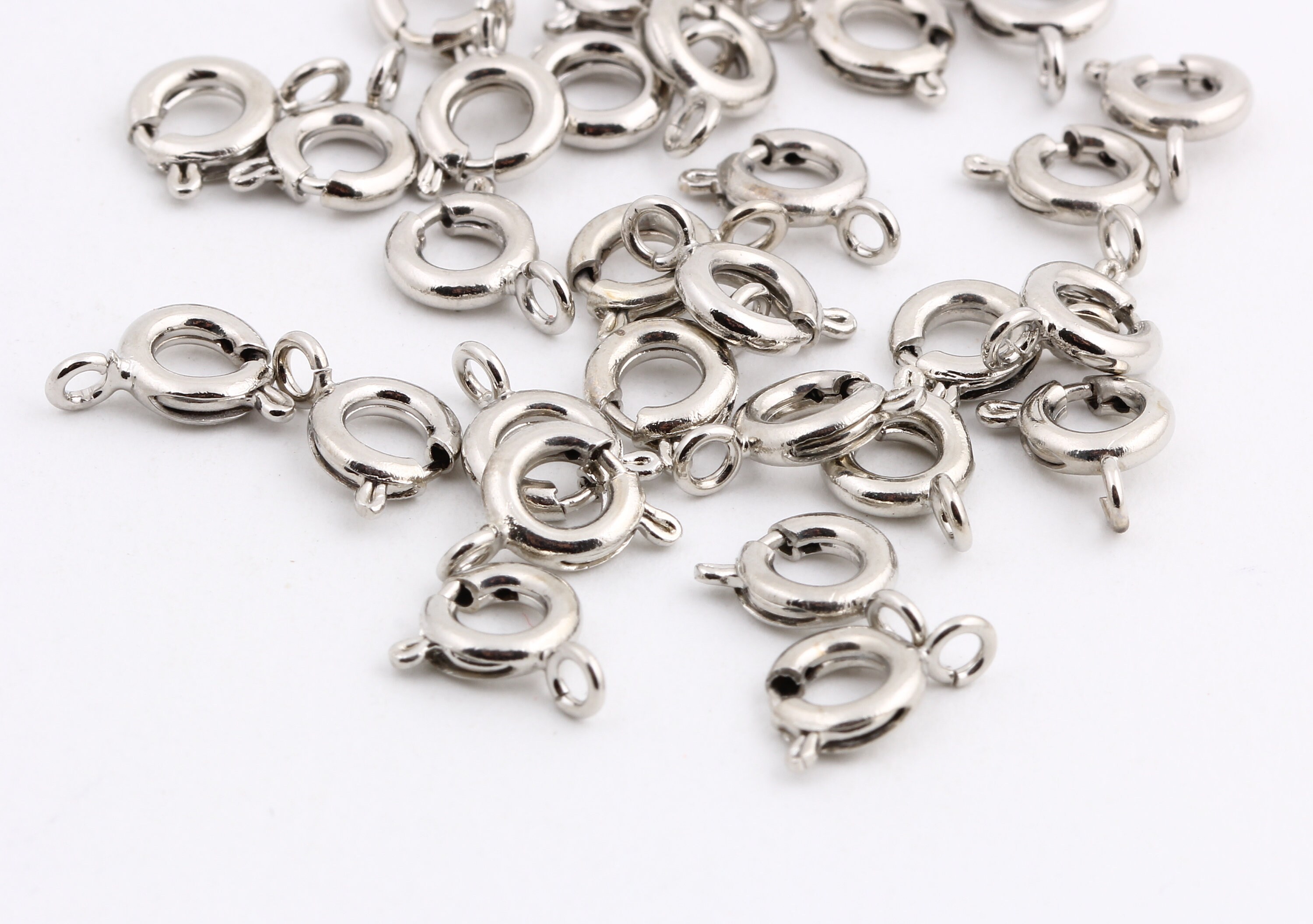 12 Pcs Silver Plated Round Spring Clasp brass Round Clasp - Etsy