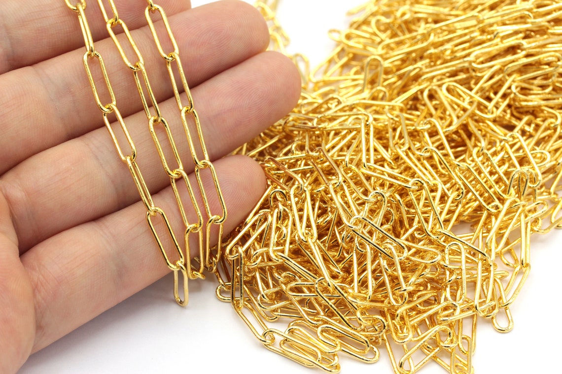 4.5x14mm Shiny Gold Plated Oval Chains Gold Oval Chains Oval - Etsy