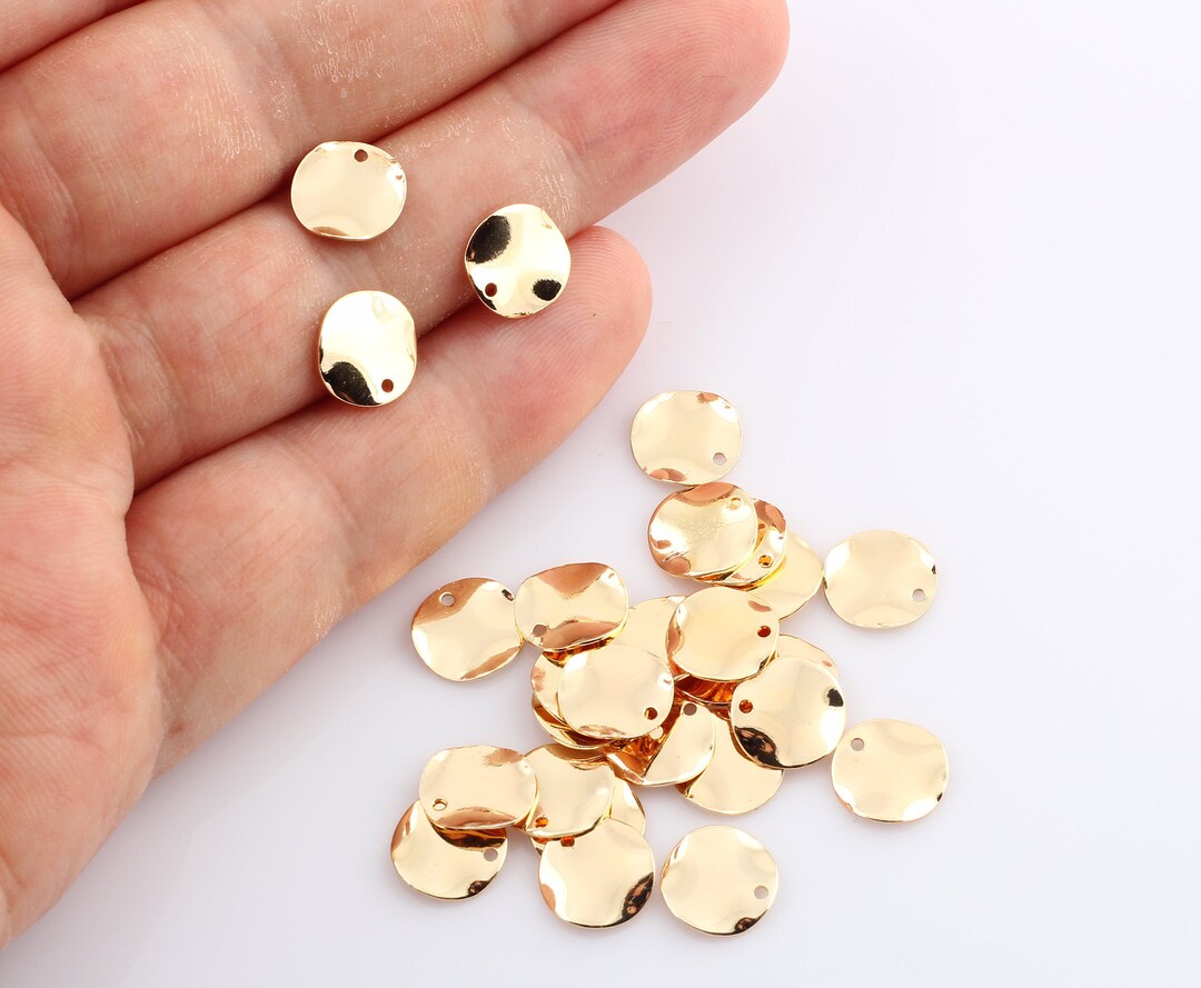 10mm Gold Plated Hammered Disc, Circle Disc, Stamping, Hammered Coins ...