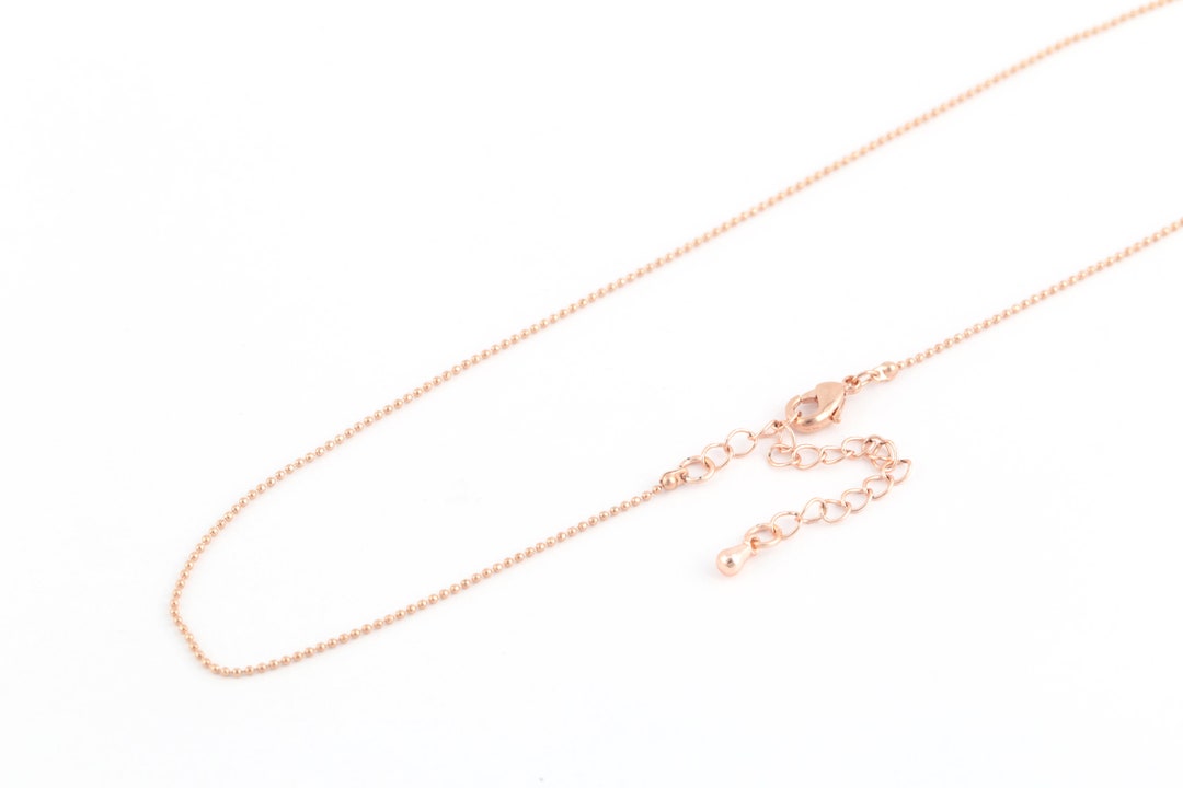 1 Mm Daınty Necklace Chain, Rose Gold Plated Ball Chains, Rose Gold ...