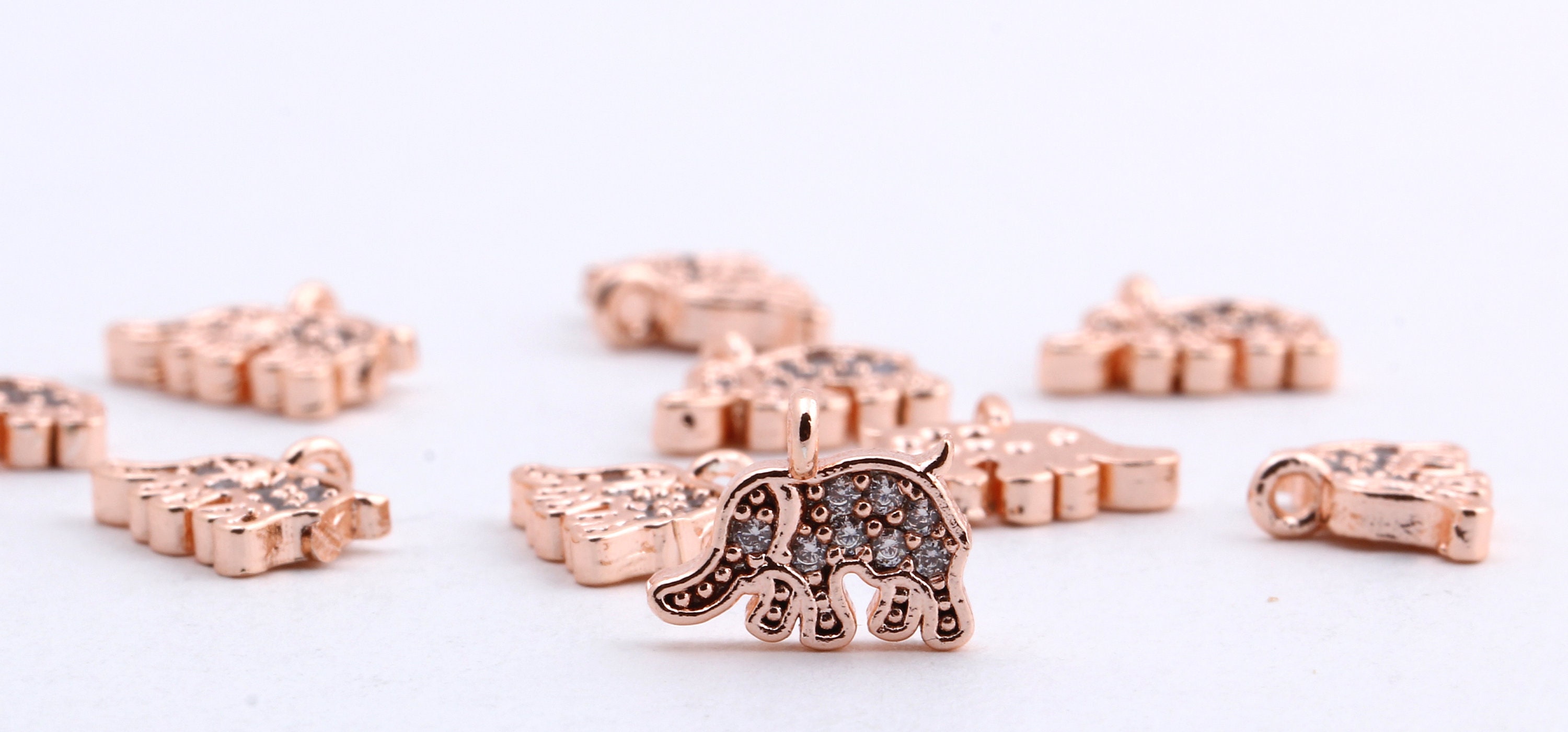 1 Pcs Rose Gold Elephant Micro Pave Elephant Pendant Cubic | Etsy