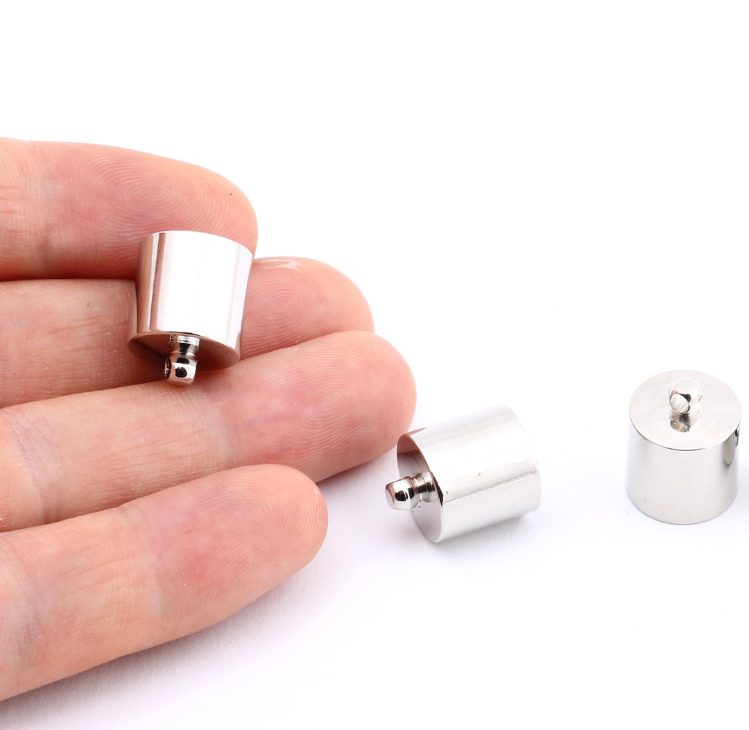 2 Pcs Silver Plated End Cap ,hole Inner 12mm, Huge End Caps, Solid ...