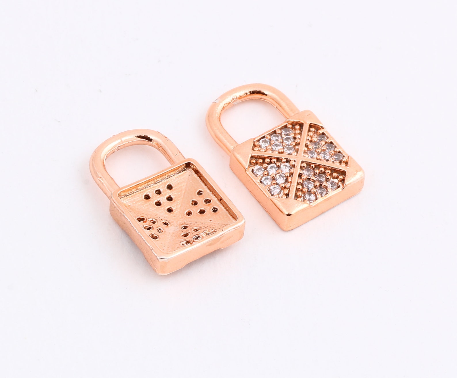 1 Pcs Rose Gold Lock Pendant Cz Jewelryrose Gold Pendant - Etsy
