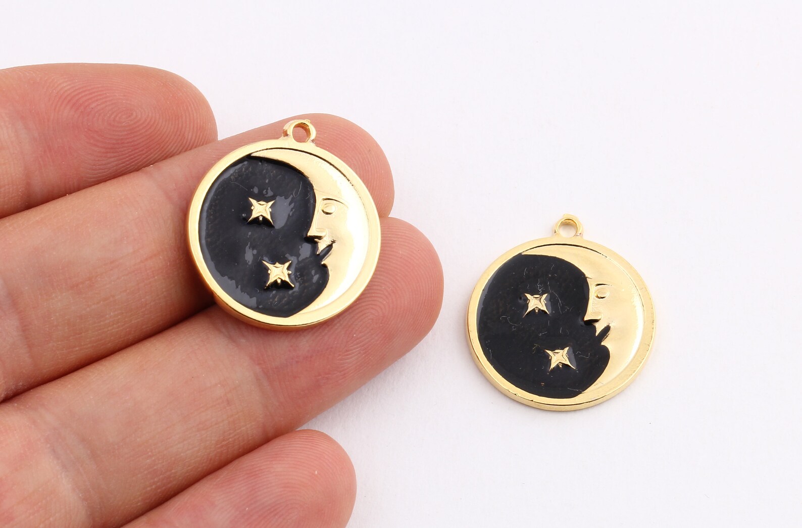 Gold Moon Medallion , 24k Shiny Gold Plated Moon Pendant , Medallion ...