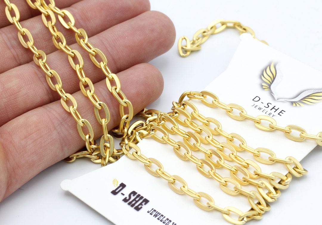 5x8.5mm Matt Gold Plated Oval Chains, Gold Oval Chains, Oval Rolo ...