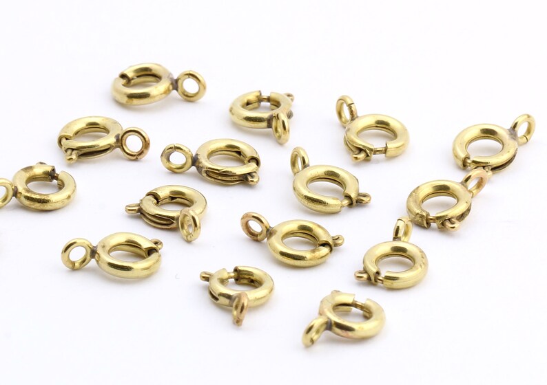 25 Pcs Raw Brass Round Spring Clasps , Brass Claw Clasp , Raw Brass ...