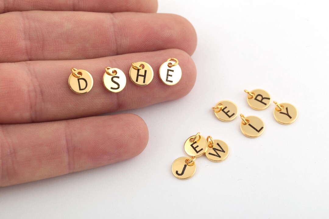 24k Gold-plated Laser Engraved Letter Charms - Personalized Alphabet ...