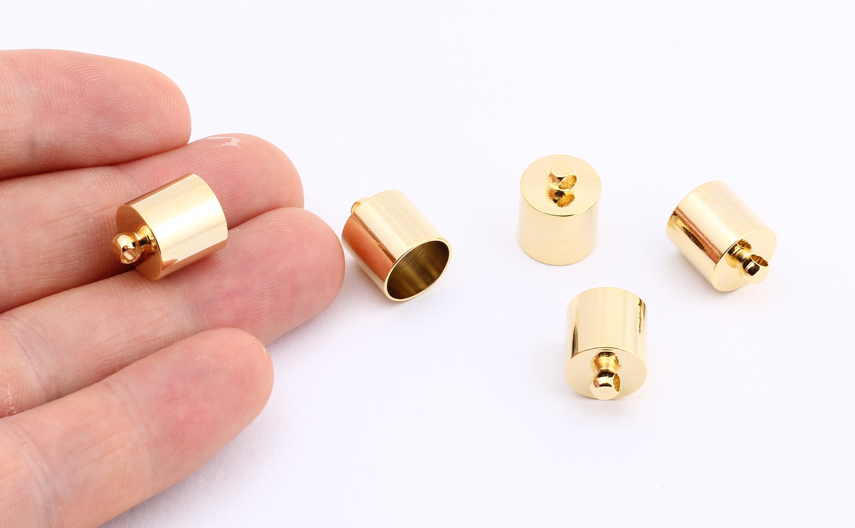 2 Pcs Gold Plated End Cap ,hole Inner 10mm, Huge End Caps, Solid Brass ...
