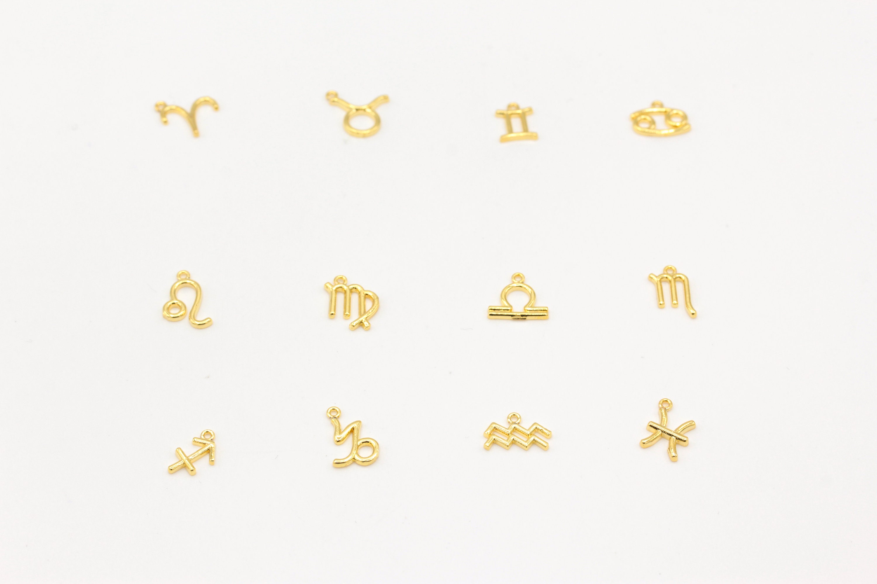 24k Shiny Gold Plated Zodiac Signs Charms Astrology Charms - Etsy
