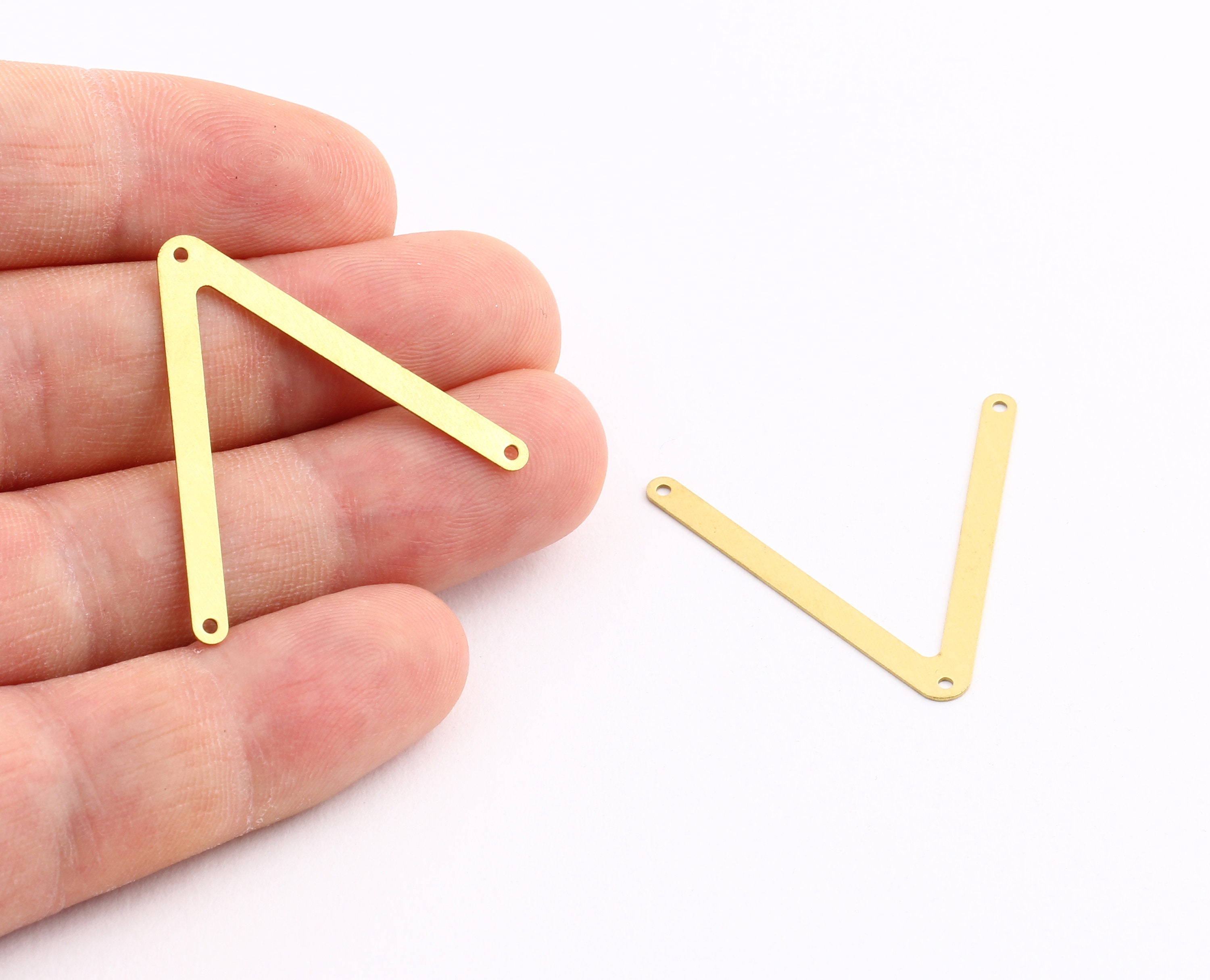Brass V Connector, 10 Raw Brass Geometric Charms , 3 Hole Geometric ...