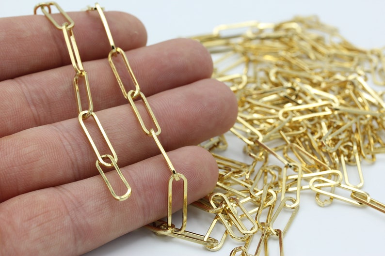 5x18mm Shiny Gold Plated Round Linked Chains, Gold Oval Chains, Oval ...