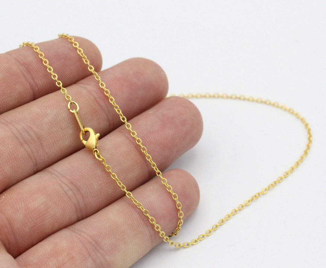 24k Matt Gold Dainty Necklace Chain-16"-17"-18"-20"-22"-25" Matt Gold ...