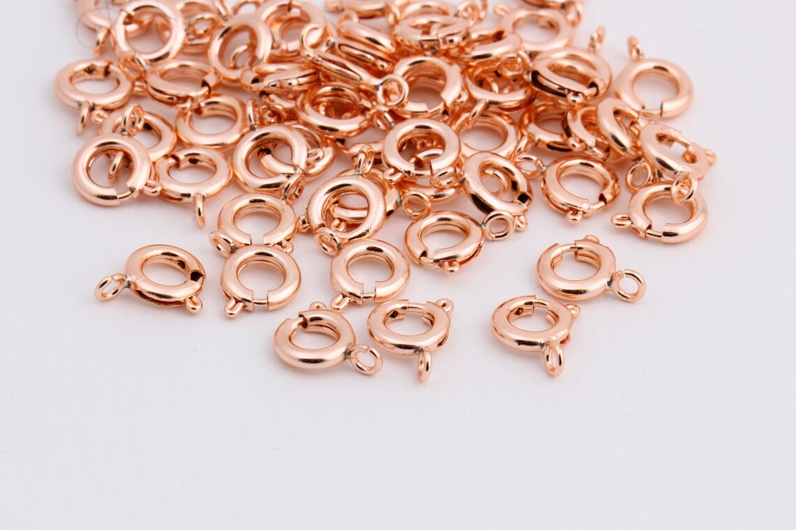 12 Pcs Rose Gold Plated Round Spring Clasp brass Round Clasp - Etsy