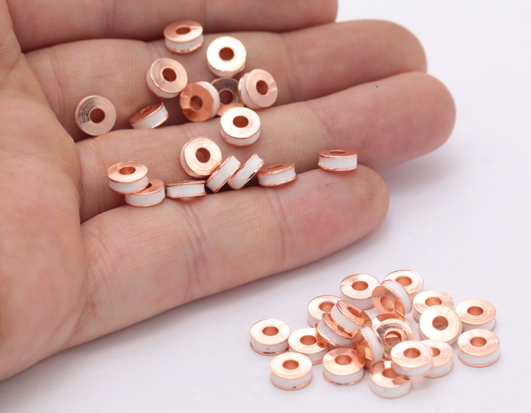 7mm Rose Gold Spacer Beads, Rose Gold Spacers, Rondelle Beads, Round ...