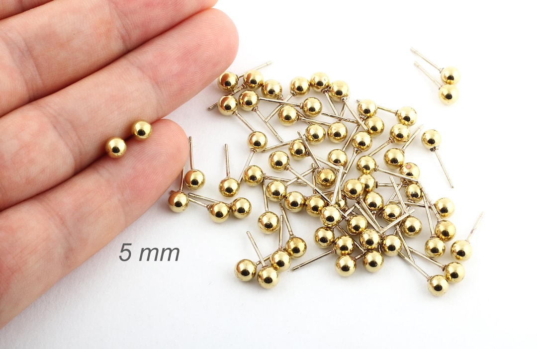 5mm Stainless Steel Earring Posts , Raw Brass Ear Stud , Earring Post ...