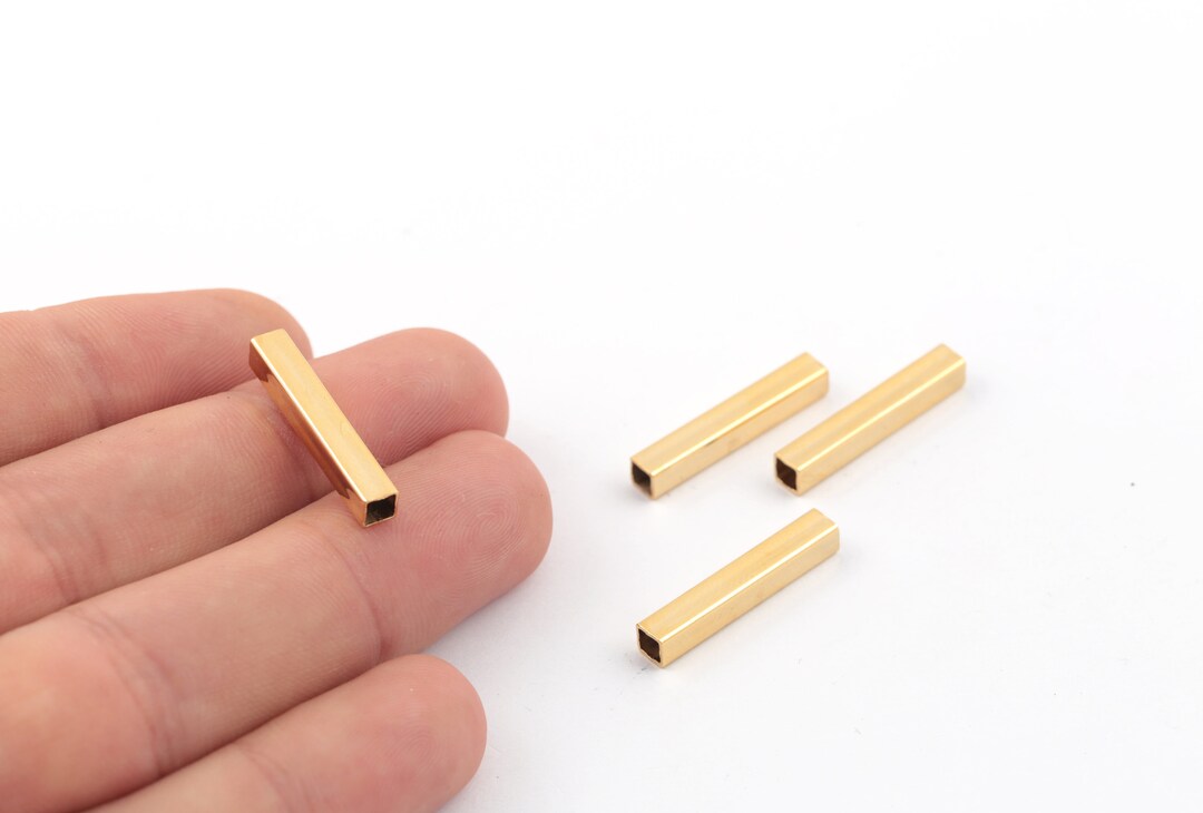 5 Pcs 4x25mm 24k Shiny Gold Plated Tube Beads ,straight Tube, Gold ...