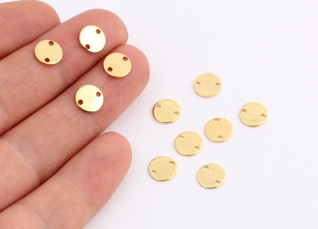 10 Pcs Gold Disc,8mm 24k Shiny Gold Disc, Stamped Disc, Coins, Two ...