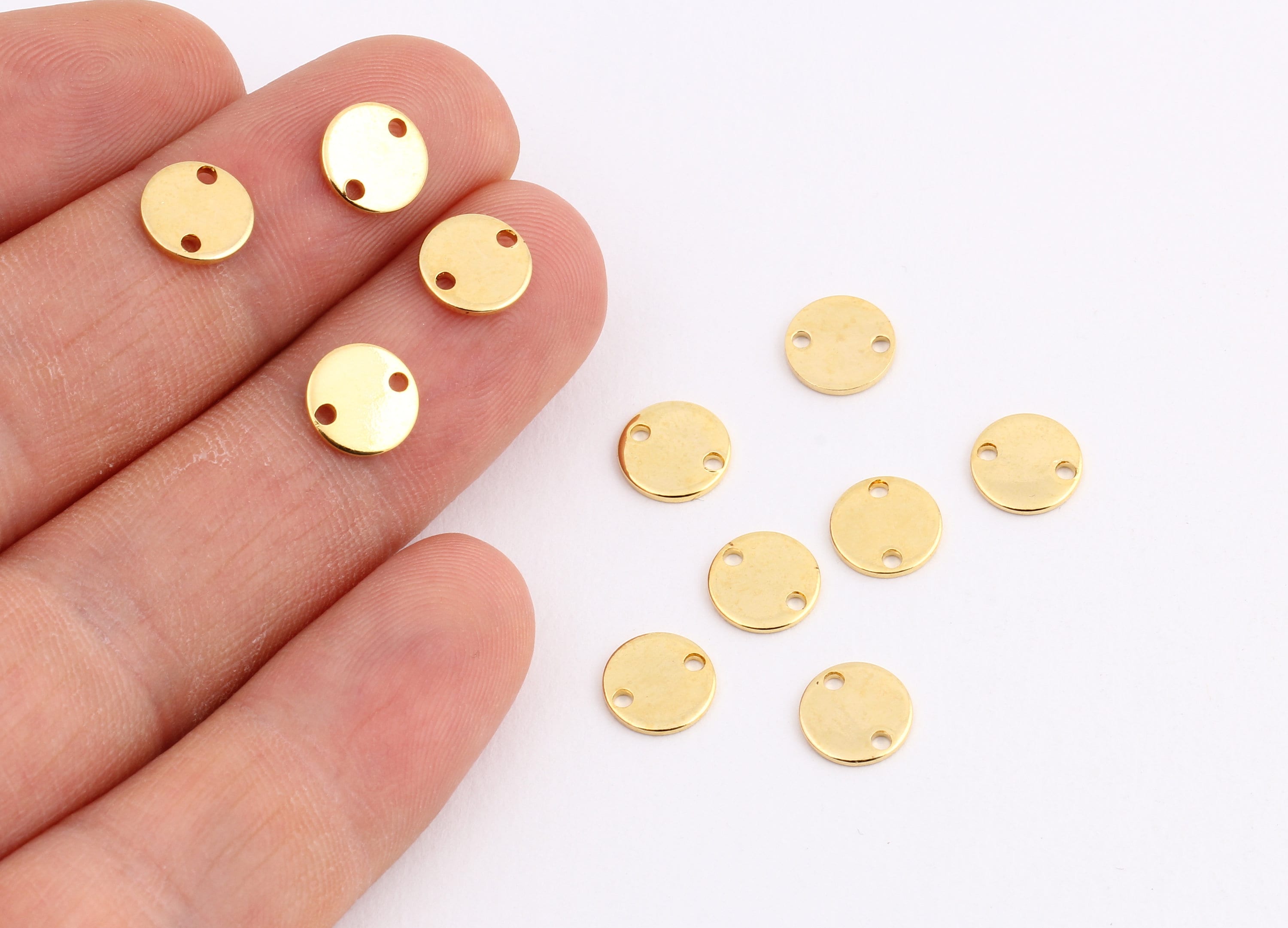 10 Pcs Gold Disc8mm 24k Shiny Gold Disc Stamped Disc Coins - Etsy