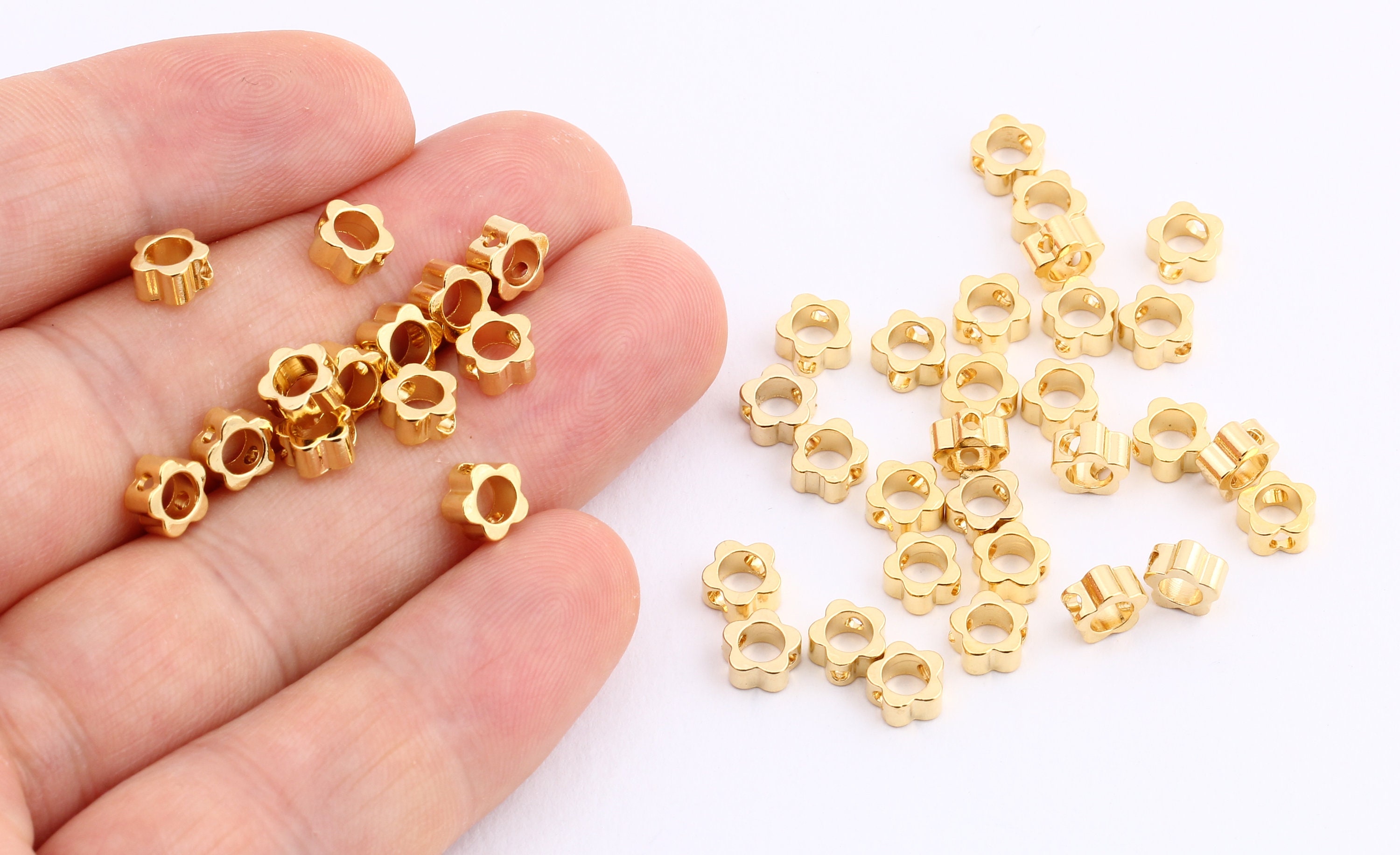 5 Pcs 24k Gold Plated Triangle Beads Spacer Beads Necklace | Etsy