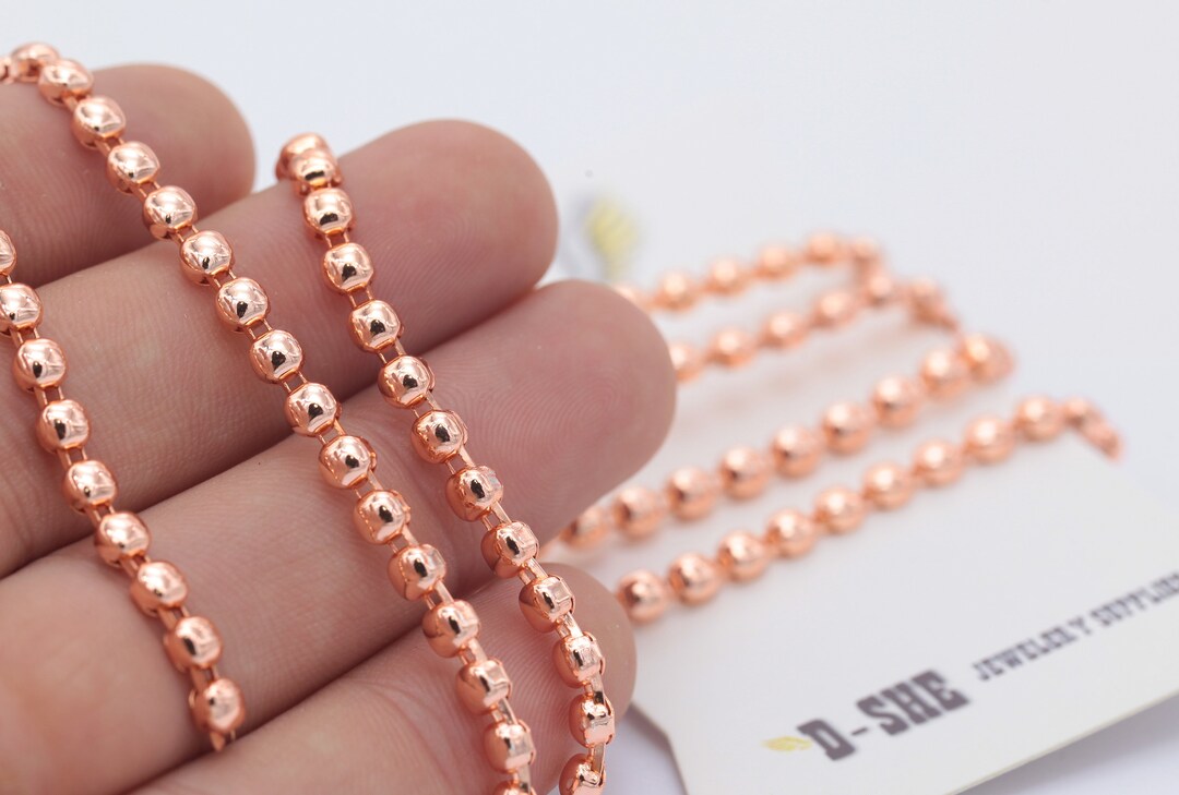 4mm Rose Gold Plated Rolo Chain, Soldered Chains, Rose Gold Plated ...